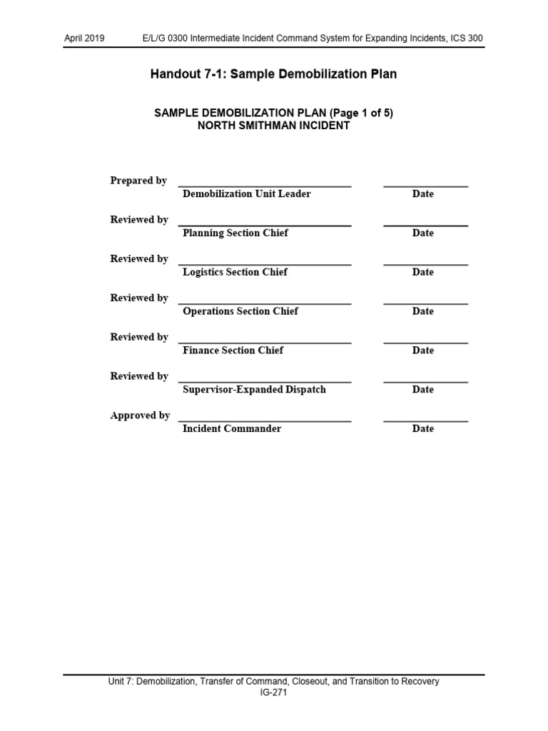 ICS 300: Demobilization Plan Guide | PDF | Incident Command System