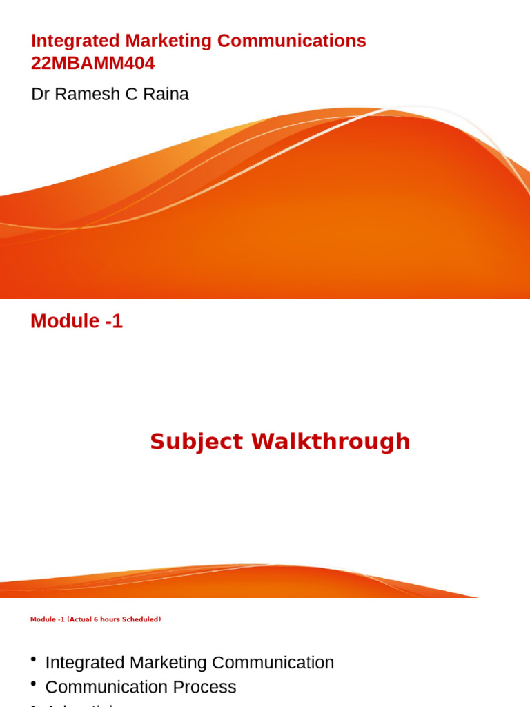 22MBAMM404 - MBA Module-1 | PDF | Marketing Communications | Marketing