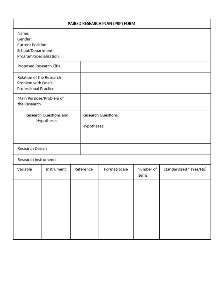 Paired Research Plan Template | PDF