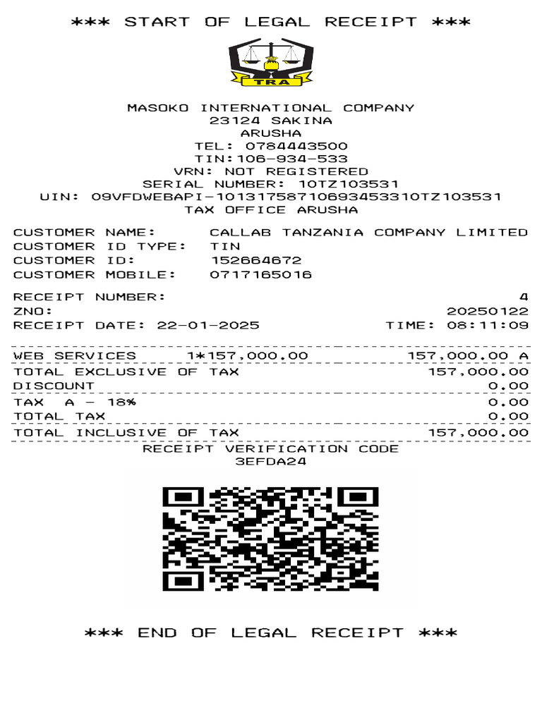 EFD Receipt-4 Callab | PDF