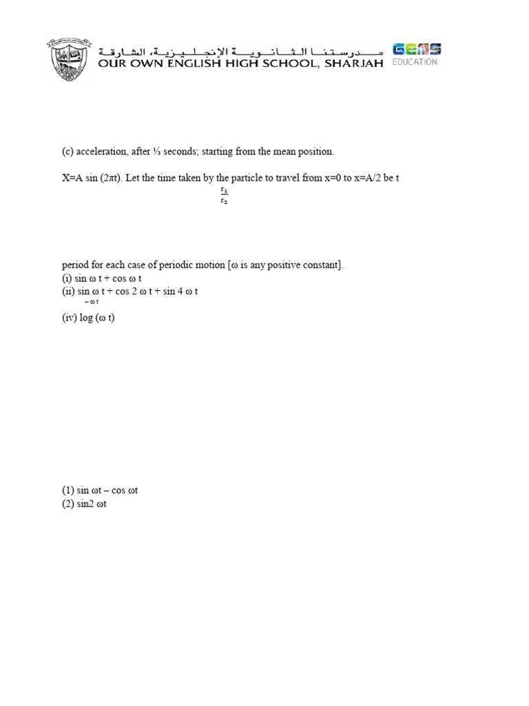 Worksheet Oscillations | PDF | Oscillation | Mechanics