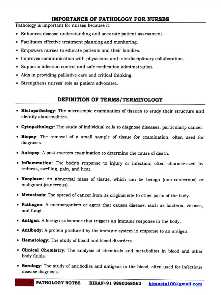 Pathology Essentials for Nurses | PDF