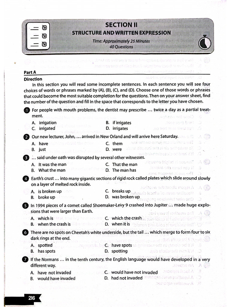Toefl Structure and Written Expressions | PDF