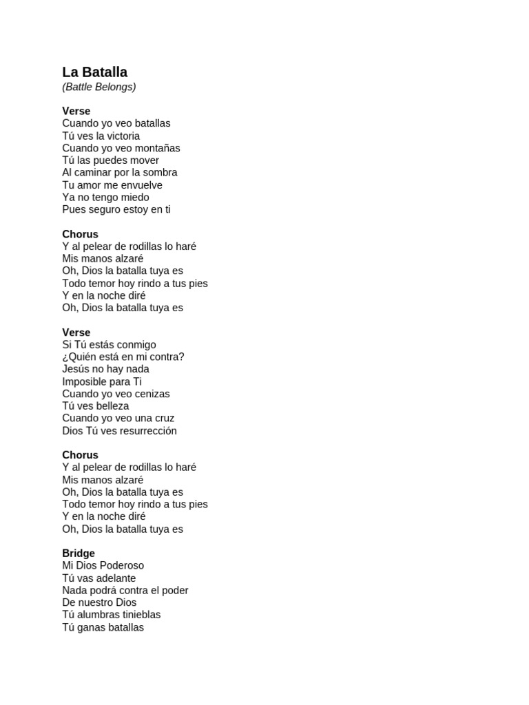 La Batalla - Letra | PDF