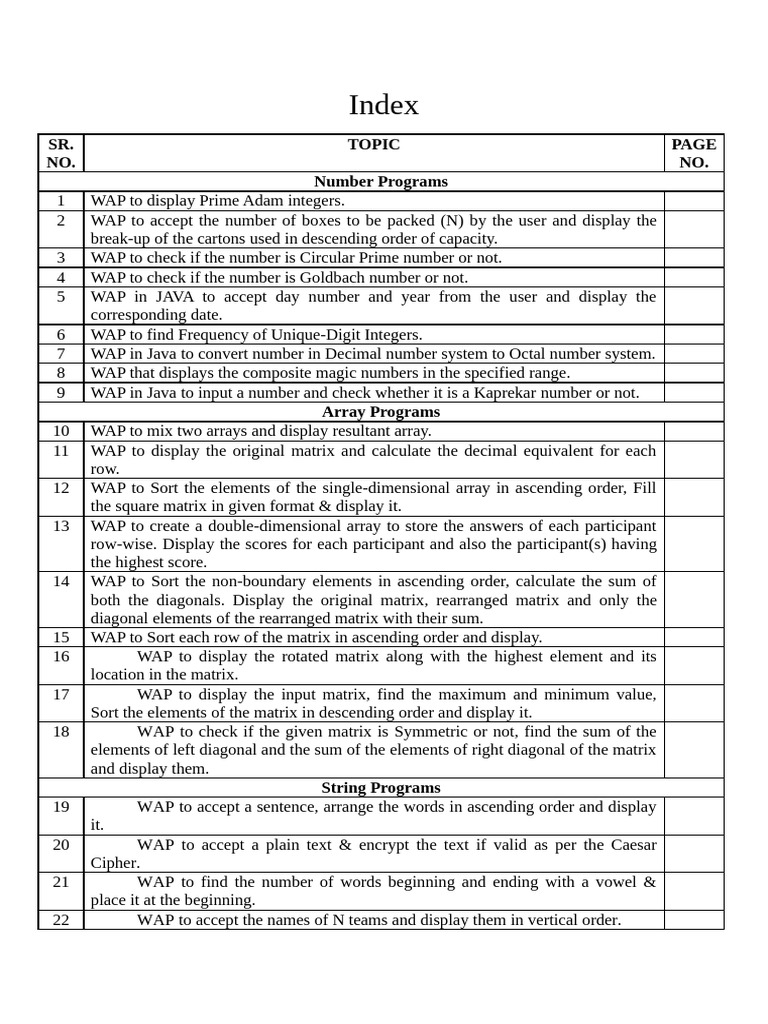 Grade 12 Project Index Page | PDF | Matrix (Mathematics) | Numbers