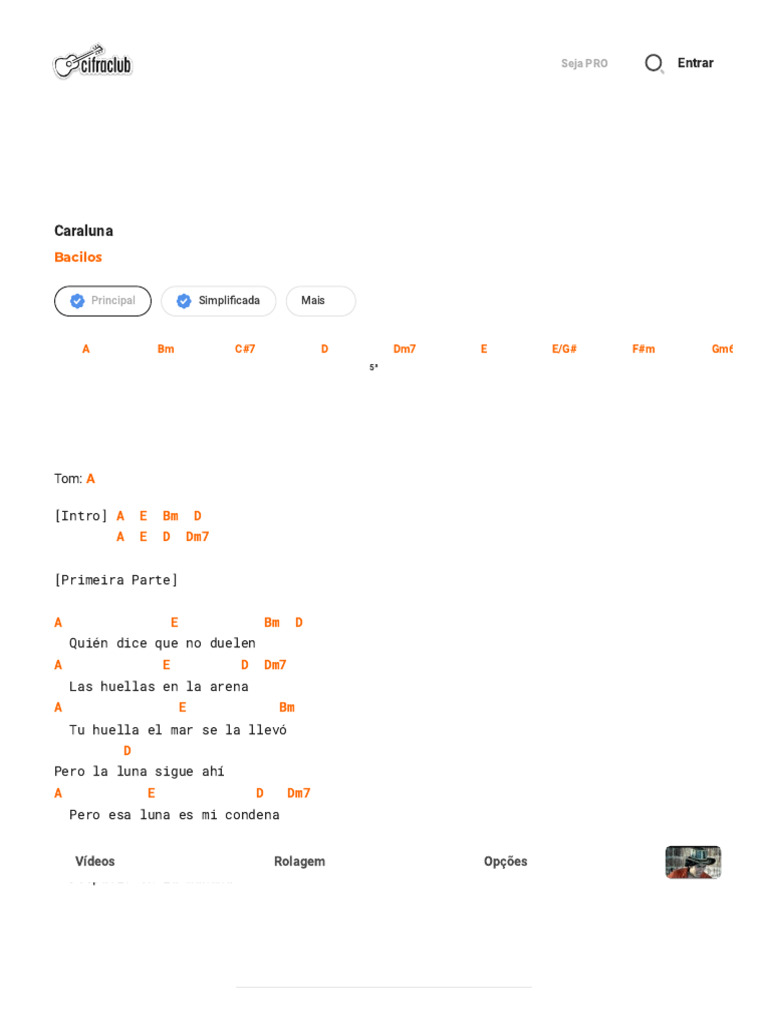 Letra y acordes de Caraluna - Bacilos | PDF | Música grabada