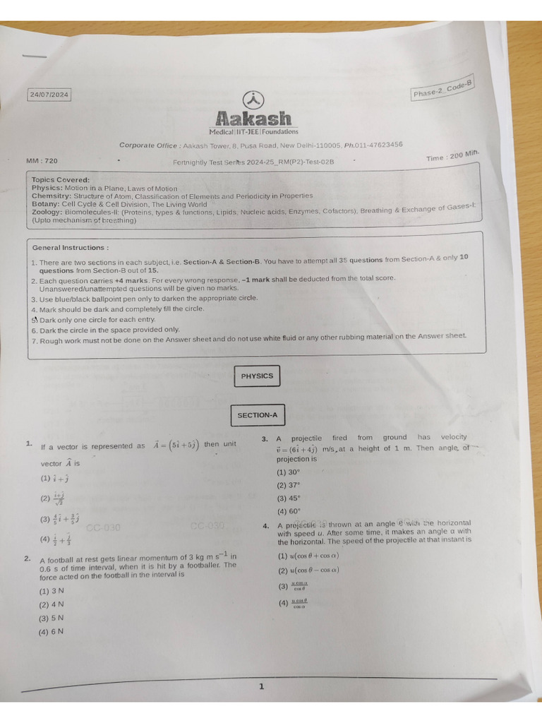 Practice Paper Cell Cycle | PDF
