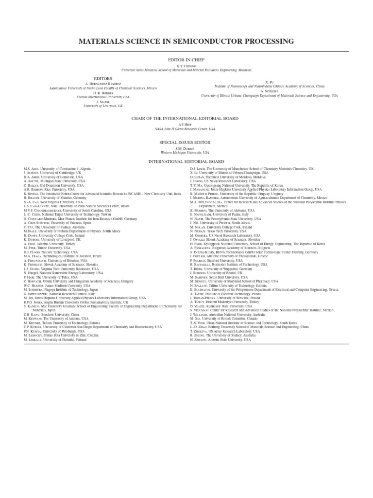 Editorial Board - 2022 - Materials Science in Semiconductor Processing ...