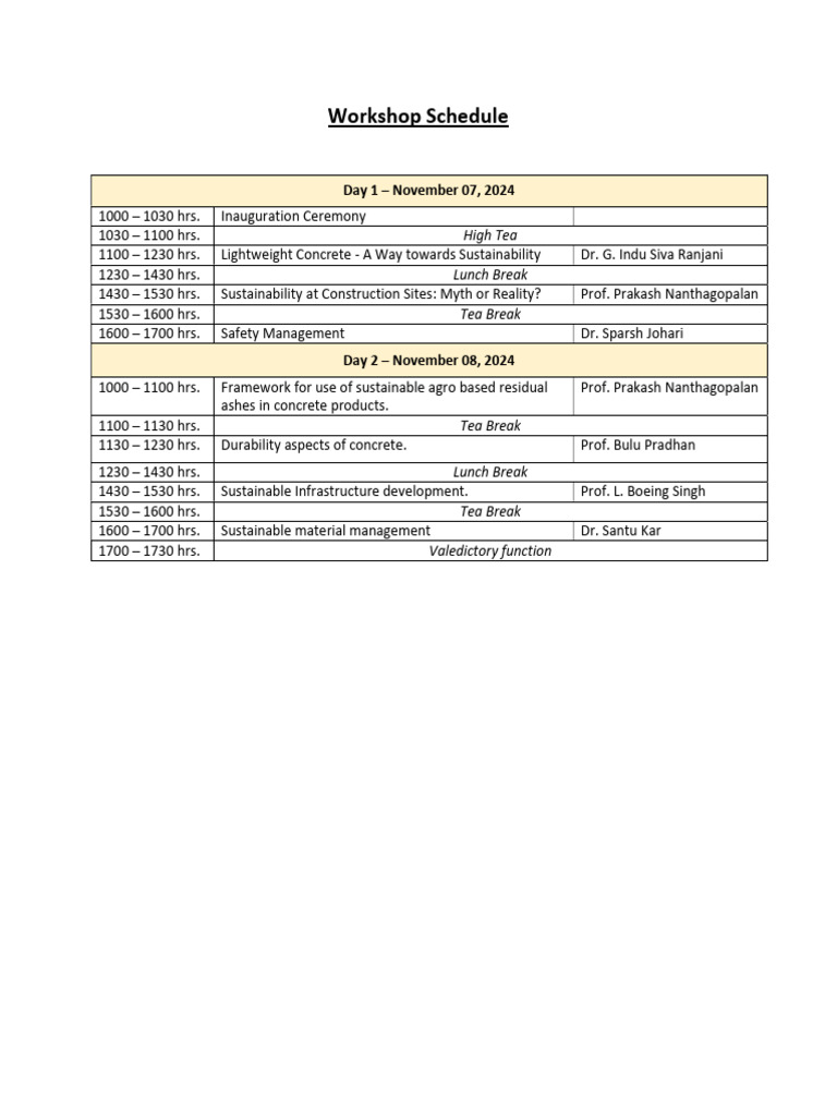 IITG Workshop Schedule 2024 | PDF