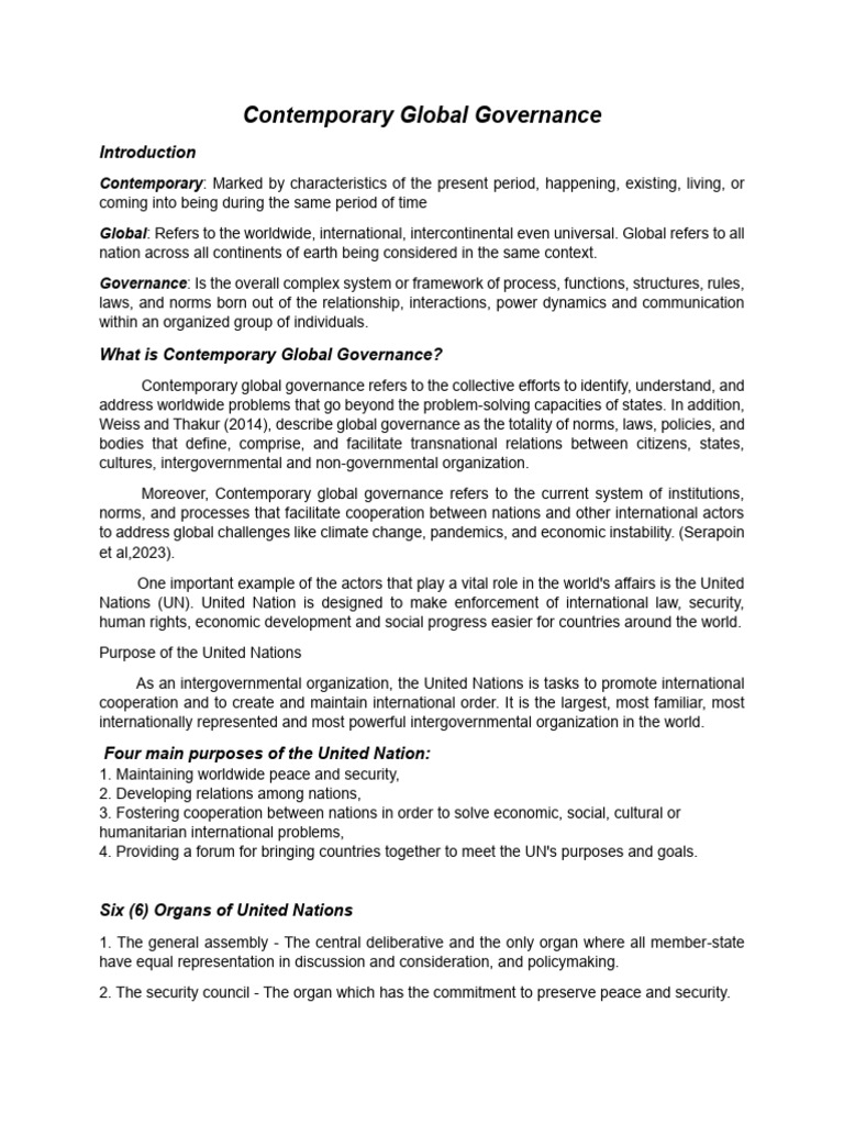 Contemporary Global Governance in line with Civil Engineering | PDF ...