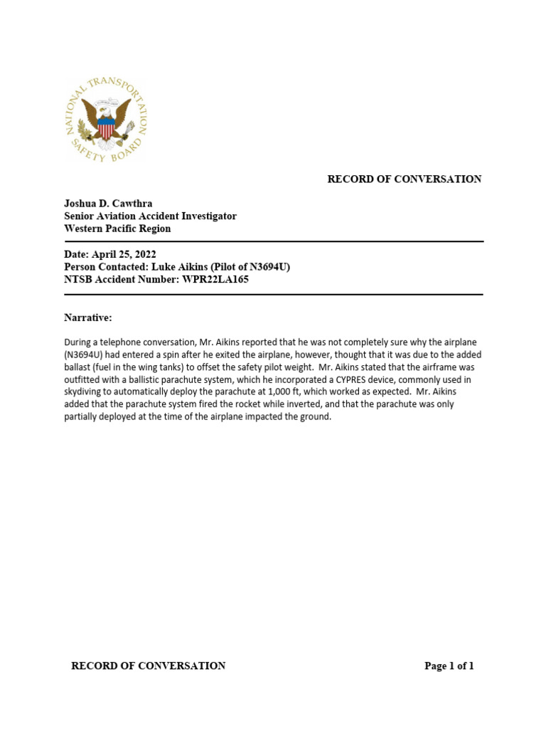 Record of Conversation Pilot-Rel | PDF