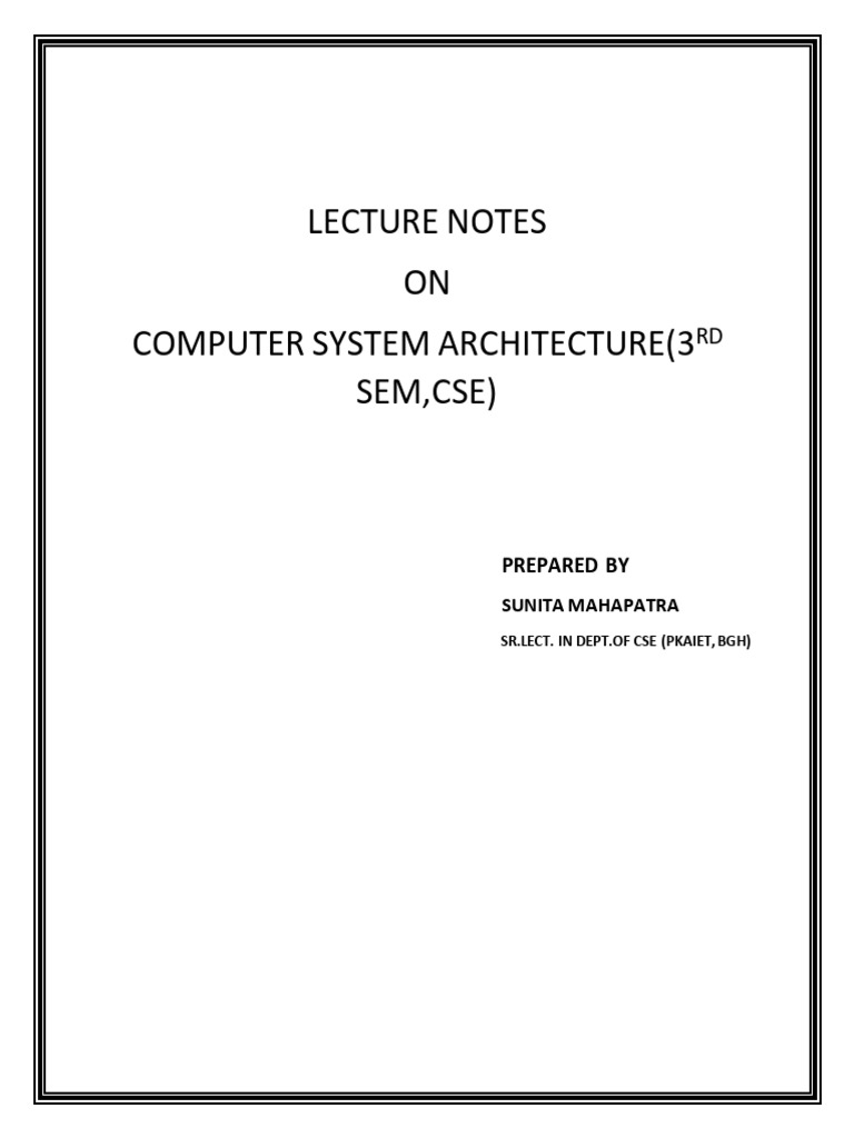 CSA-LECTURE-NOTES | PDF | Usb | Central Processing Unit
