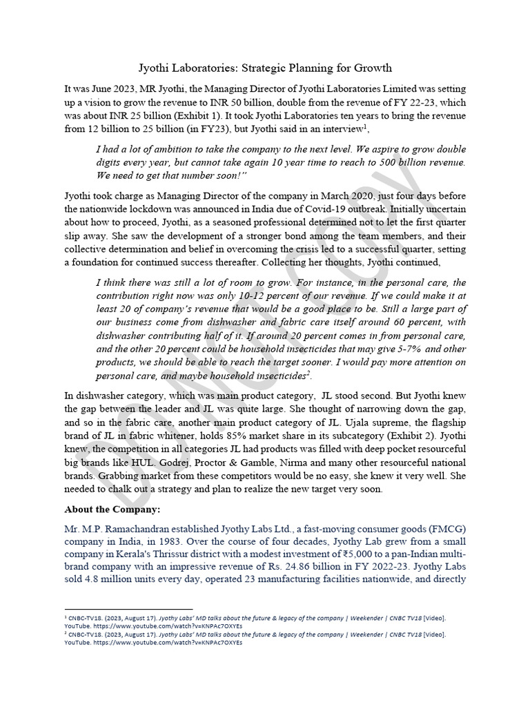 Jyothi Lab Case For EPGP Kochi MM Exam | PDF | Behavior | Brand