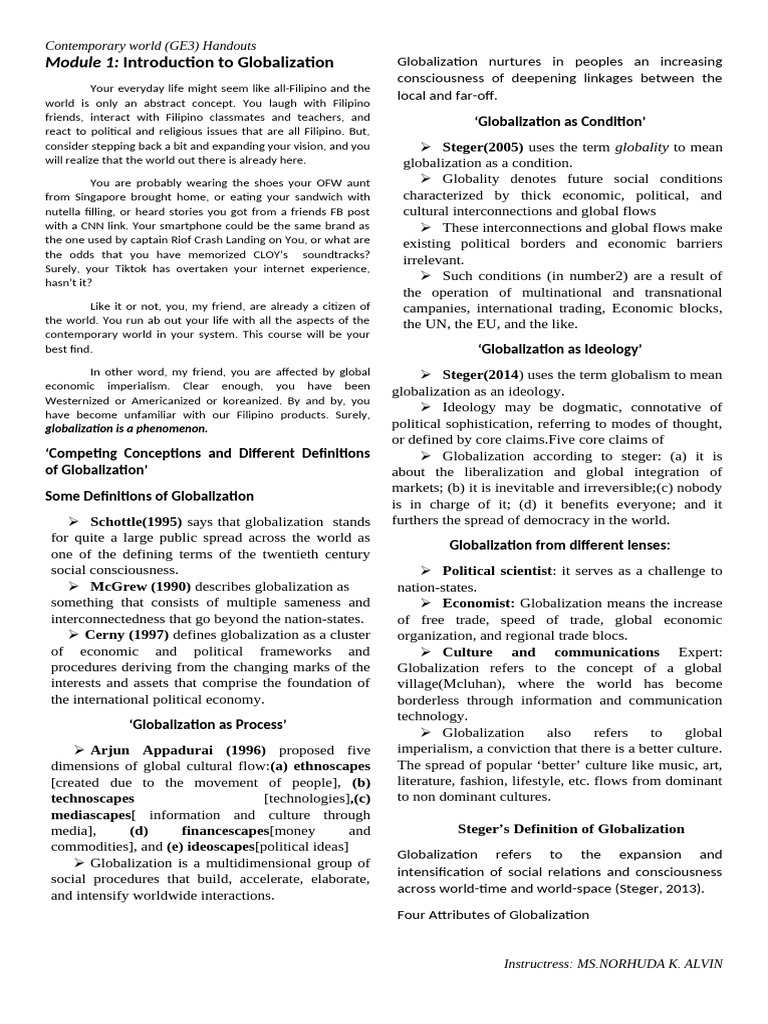 GE3 | PDF | Globalization | Global Politics