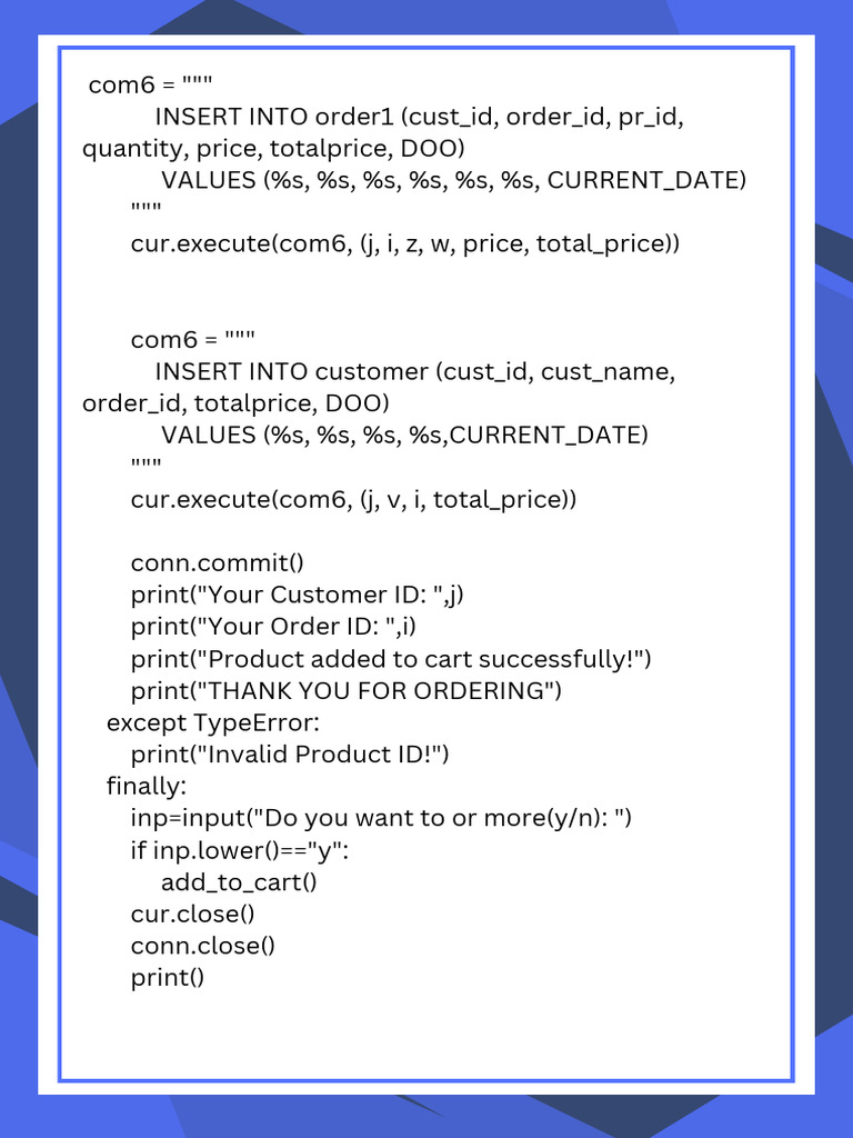 SQL Insert Statements for Orders and Customers | PDF