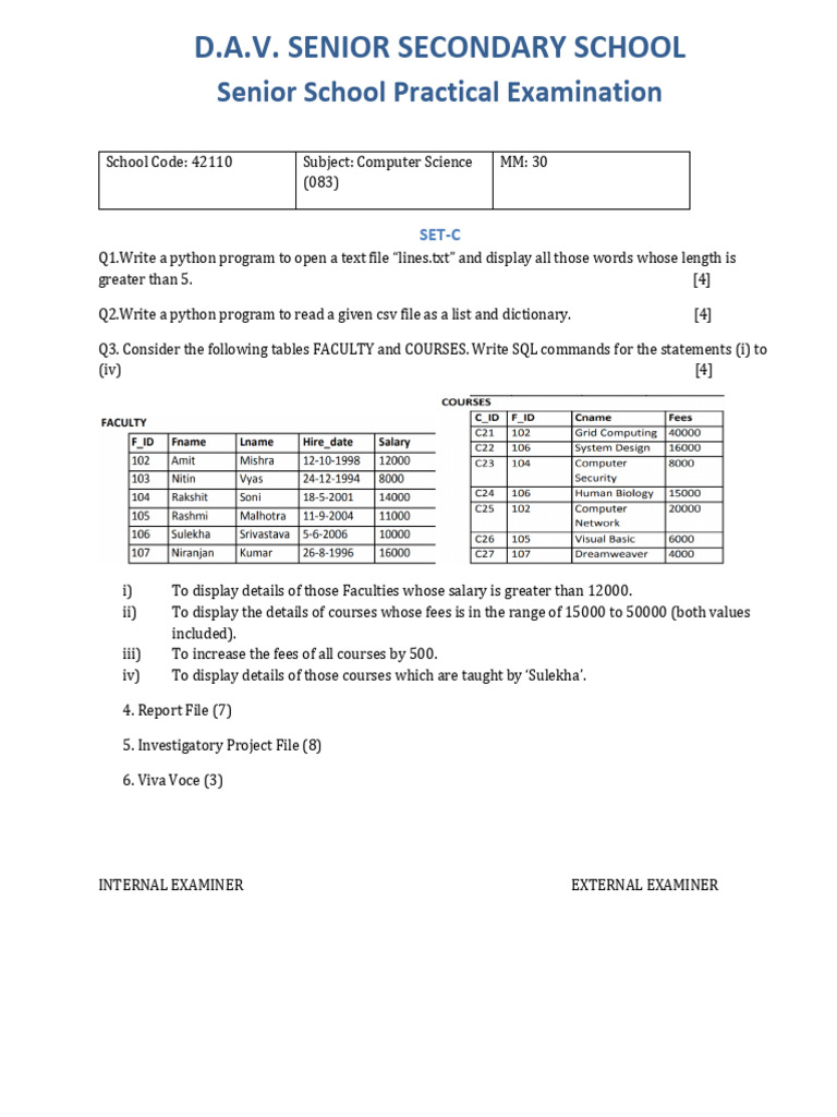 Computer Science Practical Exam Guide | PDF