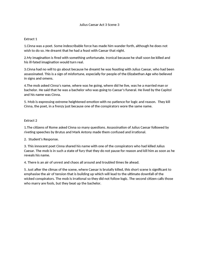 Chaos in Julius Caesar's Act 3, Scene 3 | PDF