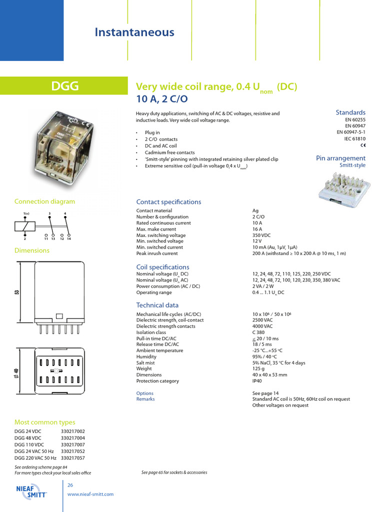 Smitt Relay Specifications and Features | PDF | Alternating Current ...