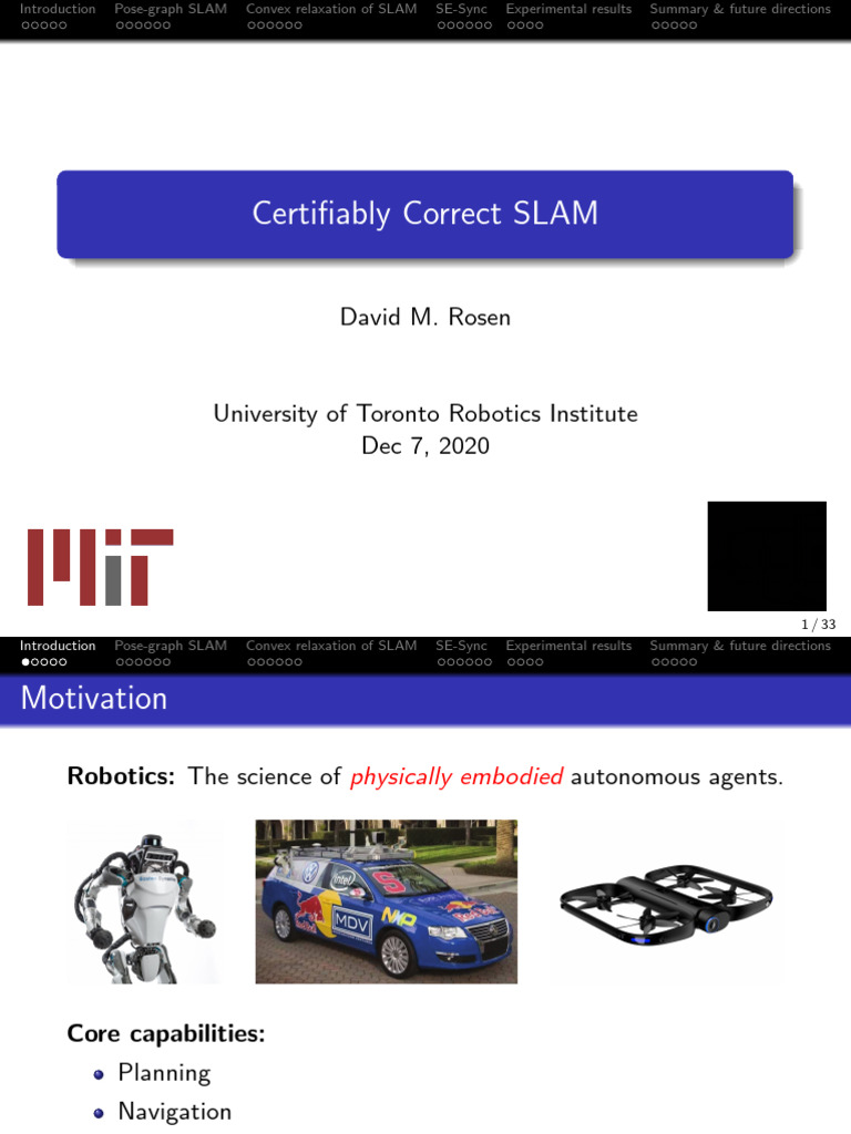 Certifiably Correct SLAM UToronto Robotics | PDF | Applied Mathematics ...