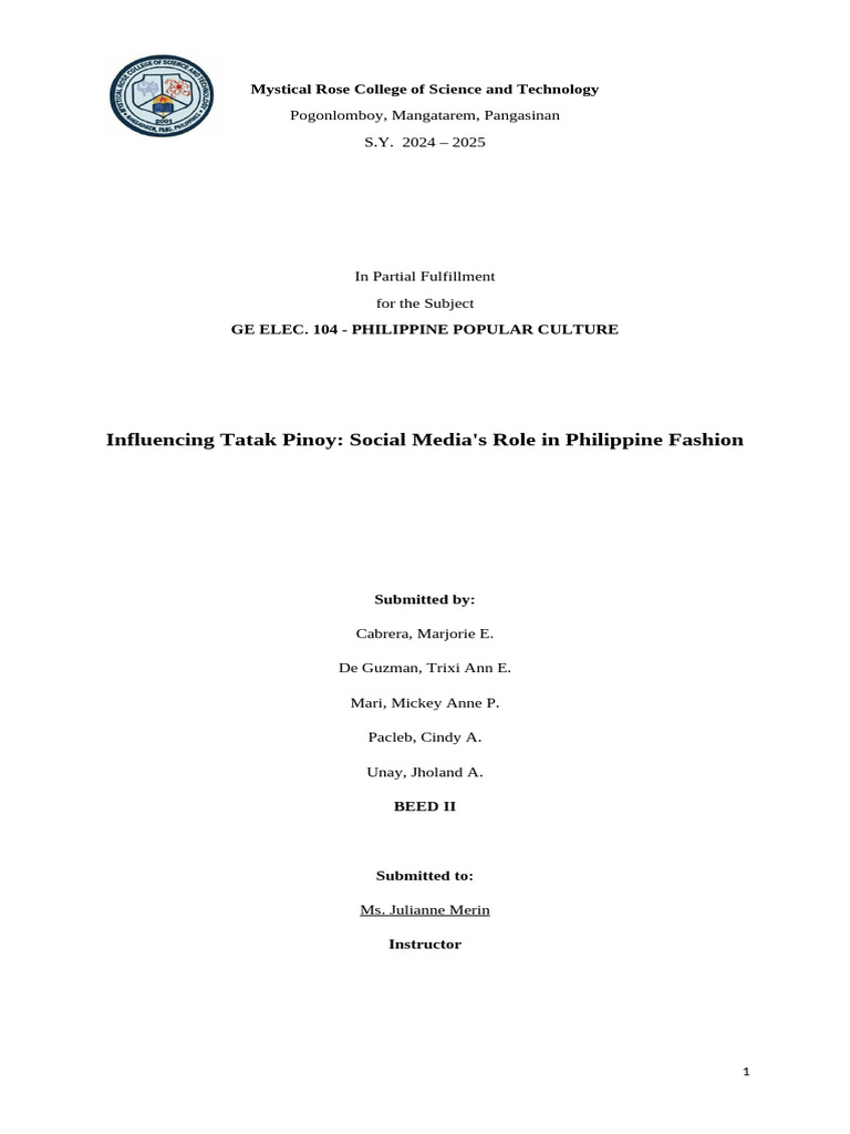 Case Study of Tatak Pinoy | PDF | Fashion | Social Media