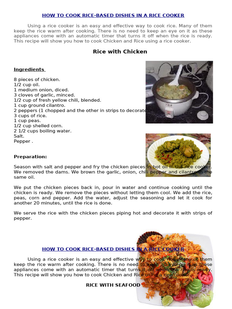 Easy Rice Cooker Recipes Guide | PDF | Paprika | Chili Pepper