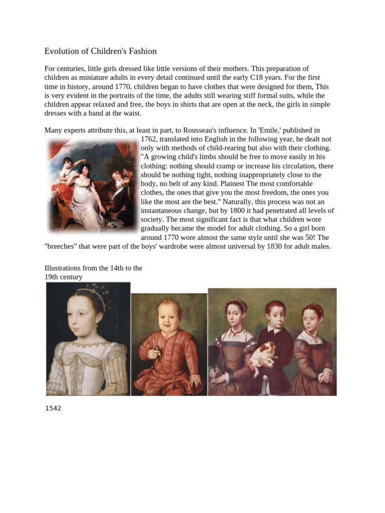 Evolution of Children's Fashion | PDF | Clothing | Fashion