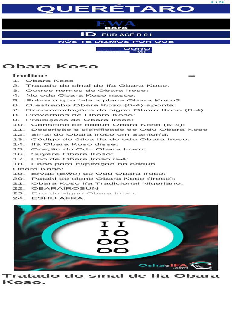 Obara Koso Obara Iroso Sinal de Ifa PDF | PDF