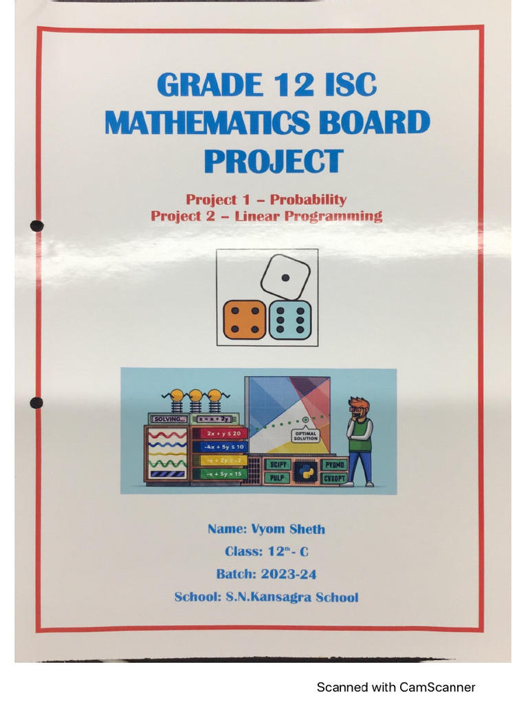 Vyom Sheth Maths Boards Projects 1 & 2 | PDF