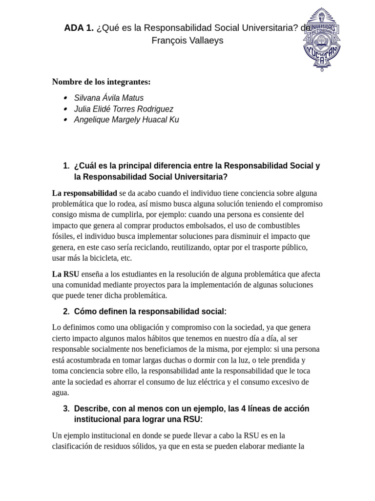 Ada 1 Rsu | PDF | Plan de estudios | Democracia