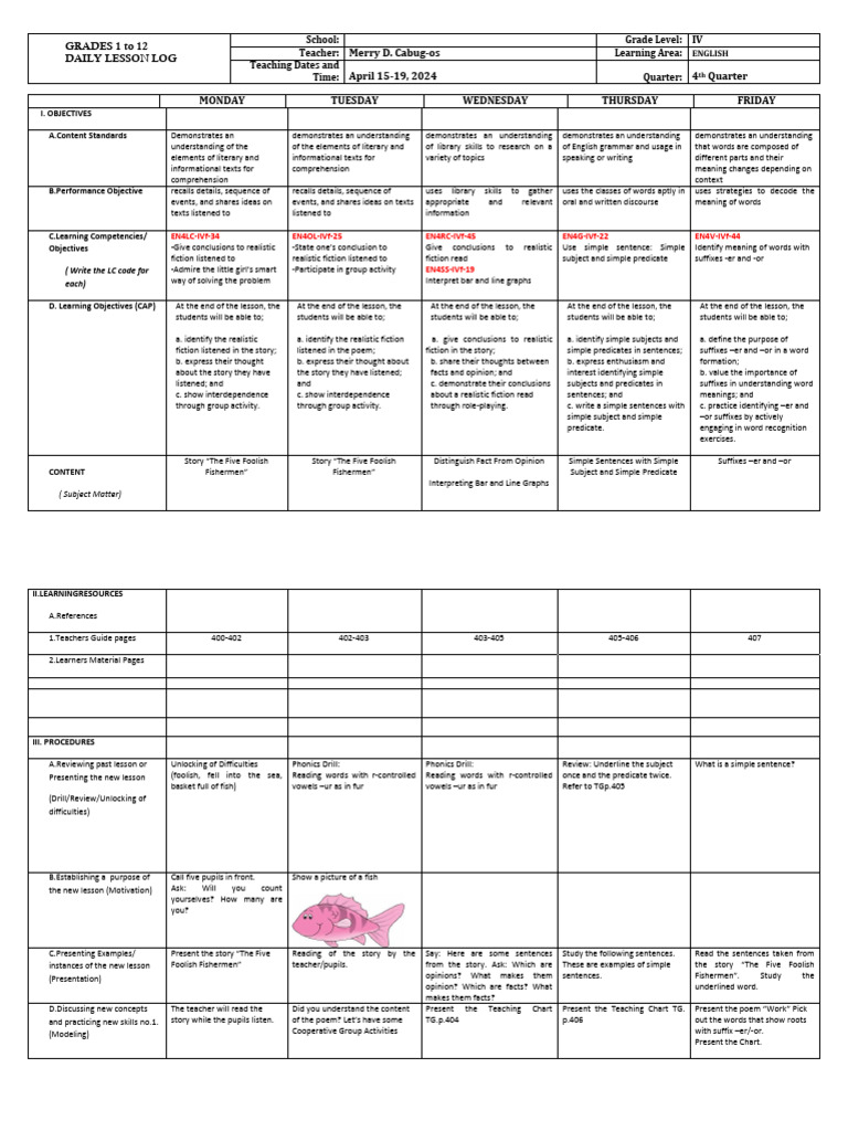 Merry D. Cabug-Os - EED18-DLL | PDF | Reading Comprehension | Sentence (Linguistics)