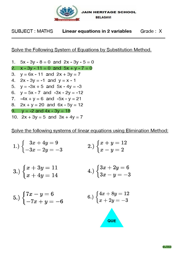 Linear Equations: Solve by Methods | PDF