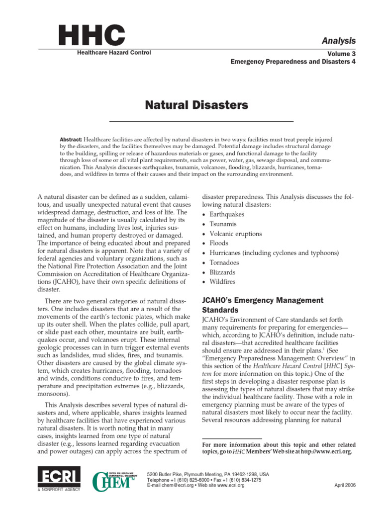Natural - Disasters (Healthcare Hazard Control) | PDF | Volcano | Flood