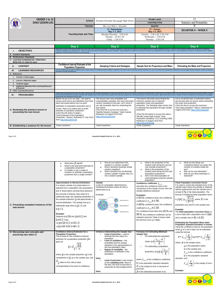 SP Week 3 | PDF | Sample Size Determination | Standard Error