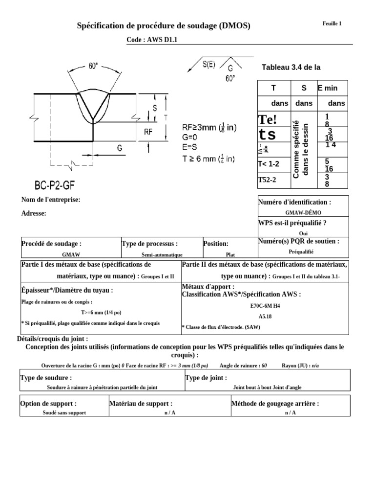 Exemple de spécification de procédure de soudage | PDF | Soudage | Construction