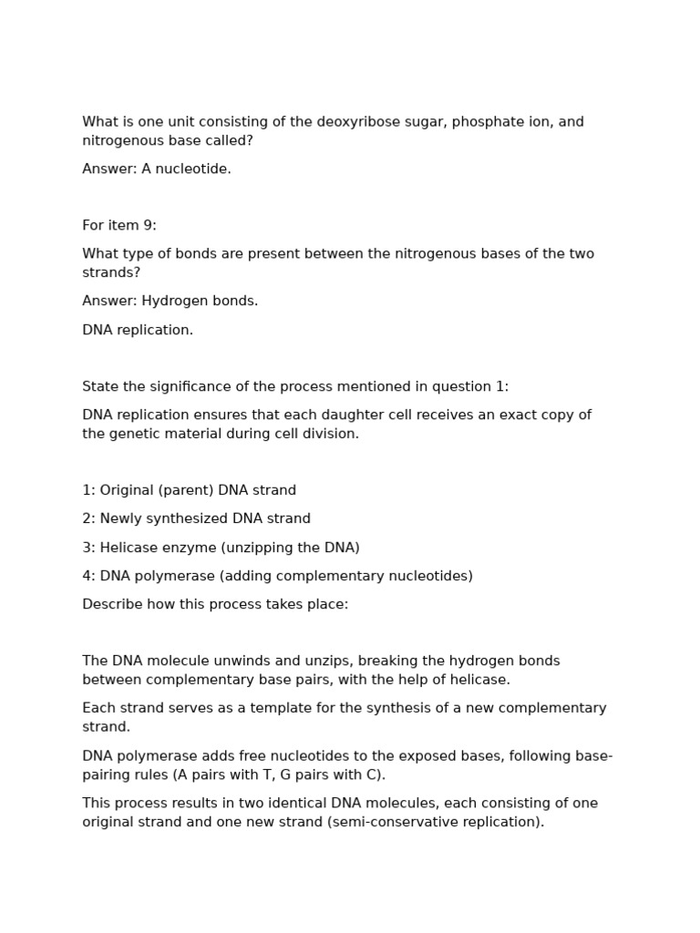 DNA QUESTIONS AND ANSWERS SUMMARIZE | PDF