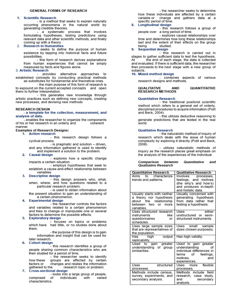 General Forms of Research | PDF | Methodology | Quantitative Research