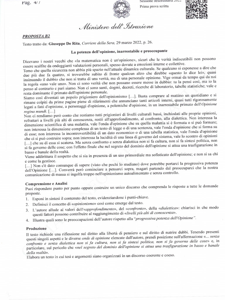 5AUT Simulazione Italiano Esame di Stato 2022 Tipologia B2 | PDF