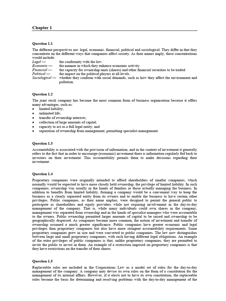 CH 01 | PDF | Ownership | Dividend