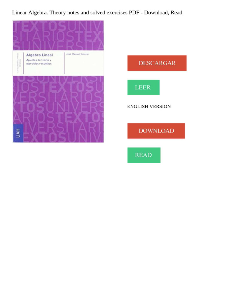 Linear Algebra. Theory notes and solved exercises PDF - Download | PDF ... Linear Algebra. Theory notes and solved exercises PDF - Download | PDF ...