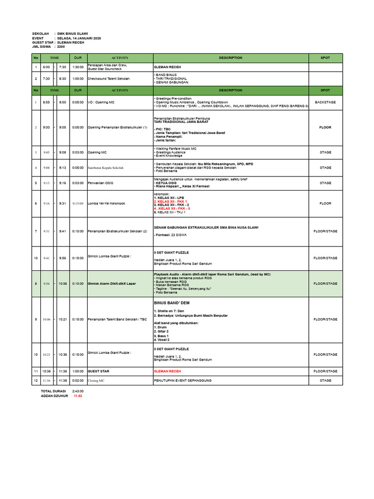 Event Sepanggung SMK Binus Slawi 2025 | PDF