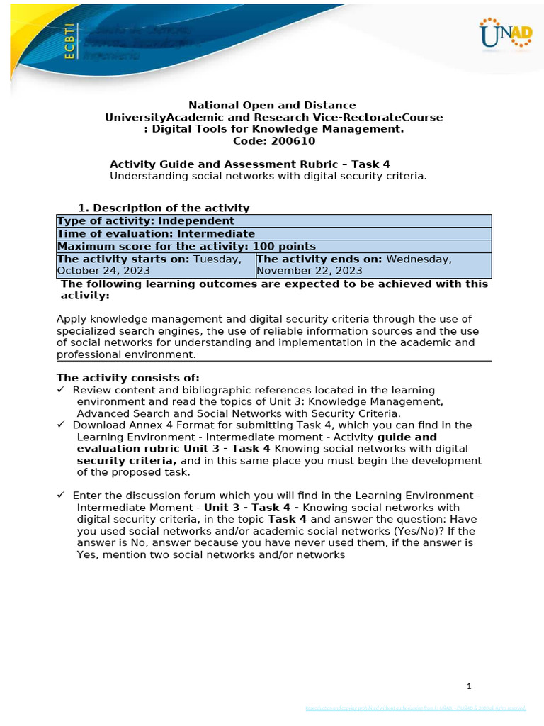 Guide To Activities and Evaluation Rubric - Unit 3 - Task 4 - Getting ...