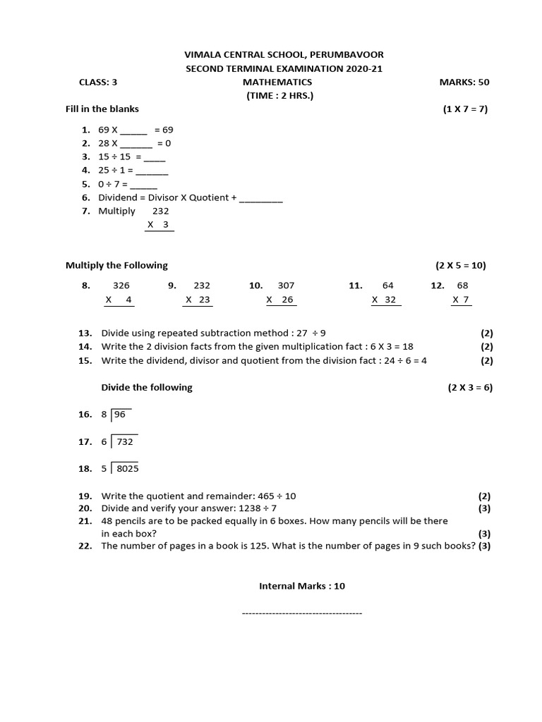 Class 3, Maths | PDF