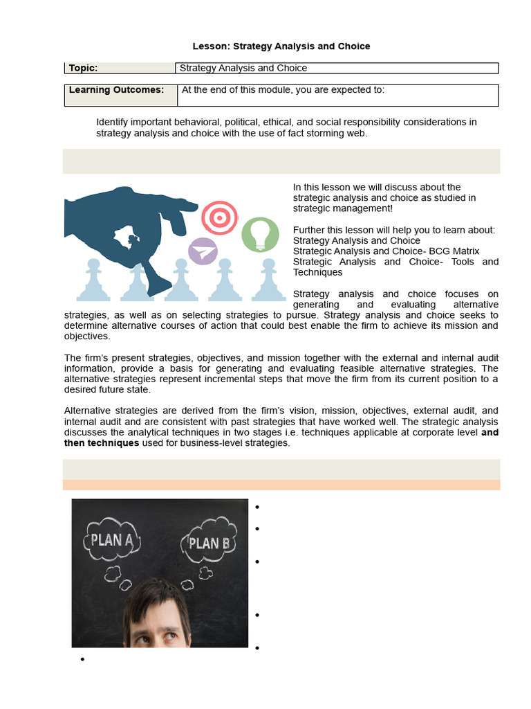 9 Strategy Analysis and Choice | PDF | Strategic Management | Swot Analysis