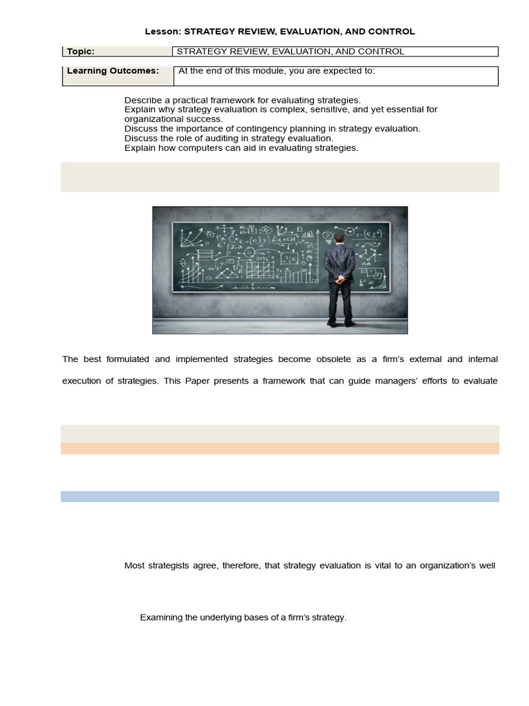 Strategy Evaluation Framework | PDF | Strategic Management | Evaluation