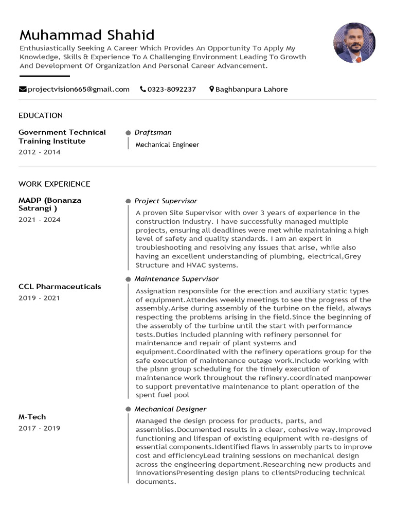 Muhammad Shahid Resume 16-05-2024 | PDF | Technical Drawing