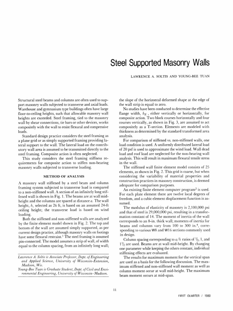 Steel Framing for Masonry Wall Support | PDF