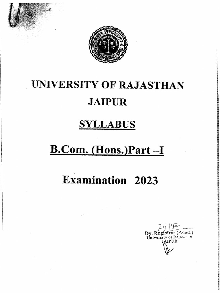 (Hons.) Part-I 2022 | PDF