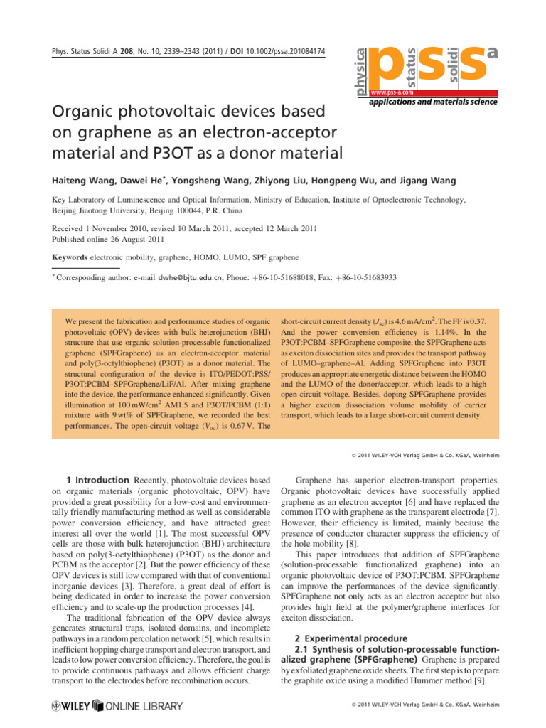 graphene and p3ot | PDF | Materials | Materials Science