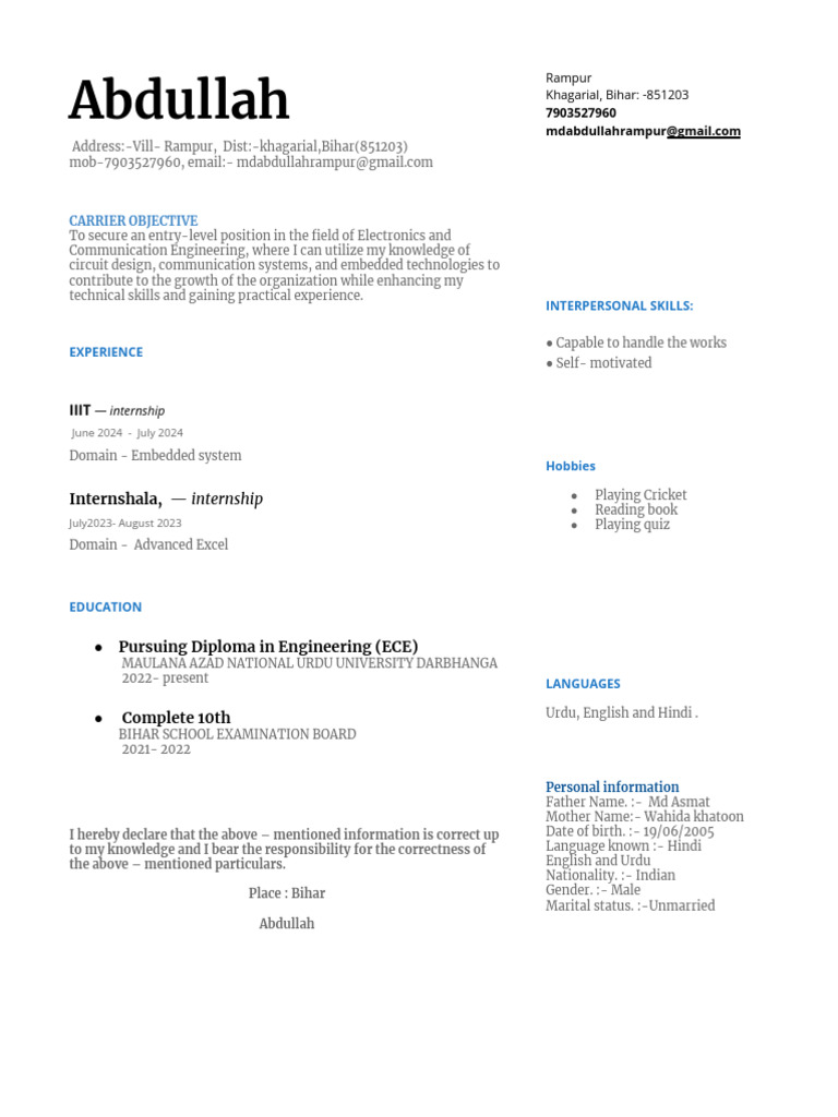 Abdullah.resume | PDF