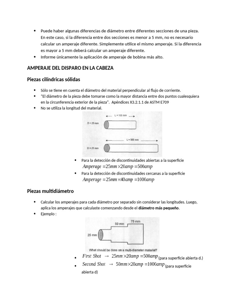 Cálculo de Amperaje para Inspección de Piezas | PDF | Electricidad ...